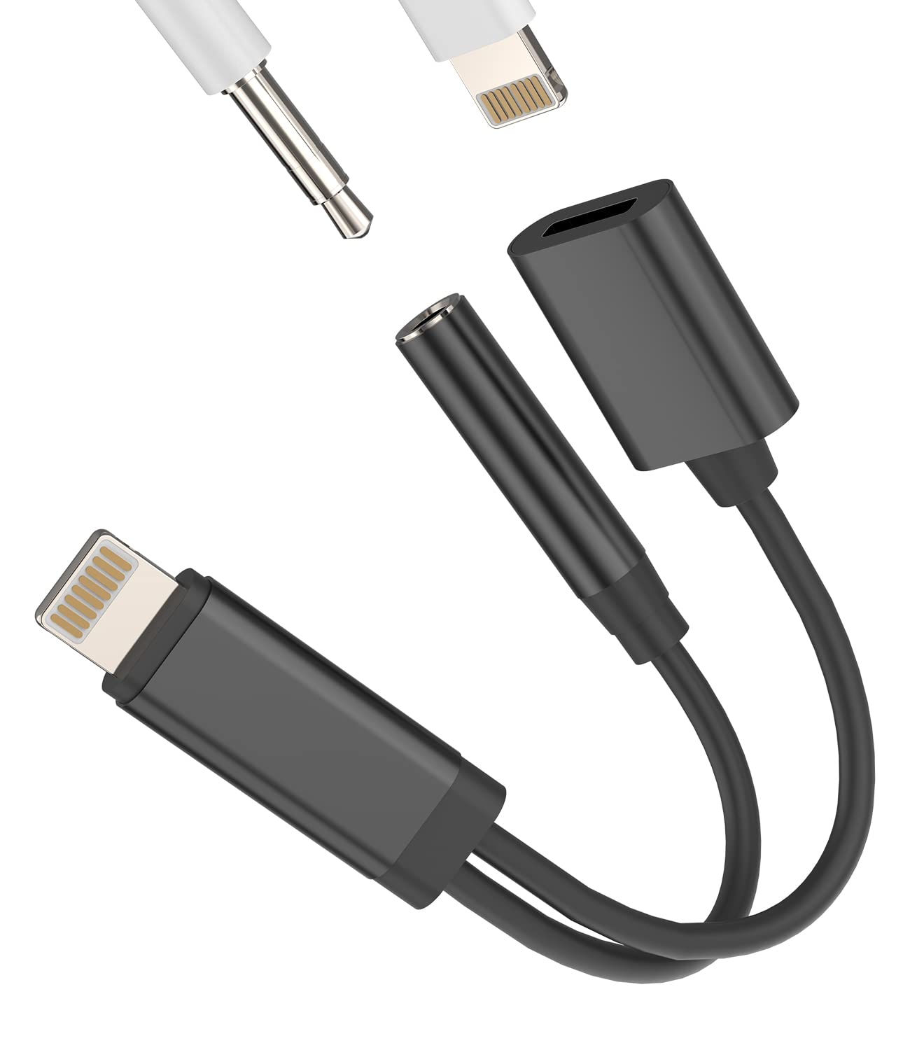 Amazon.com: iPhone AUX Adapter for Headphone Jack Cable Dongle 2in1 ...