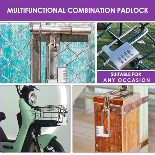 Silver Combination Padlock, Outdoor Long Shackle Padlock Weatherproof ...
