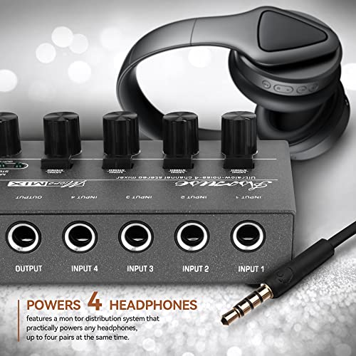 Snapklik.com : 4 Channel Audio Mixer, Low-Noise Mini Stereo Line Mixer ...