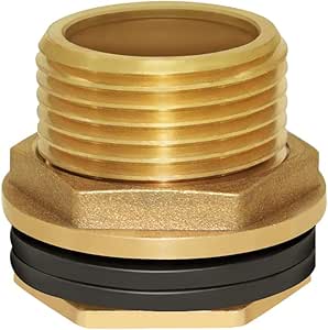 Amazon.co.jp: RATANGF 1" Male Female No Solid Brass Threaded Bulkhead ...