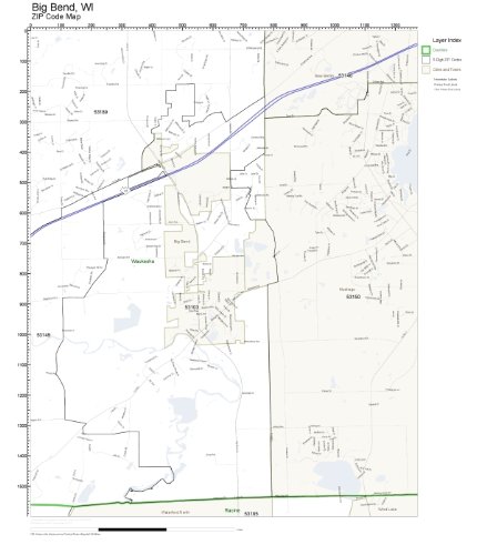 ZIP Code Wall Map of Big Bend, WI ZIP Code Map Laminated: Amazon.com ...
