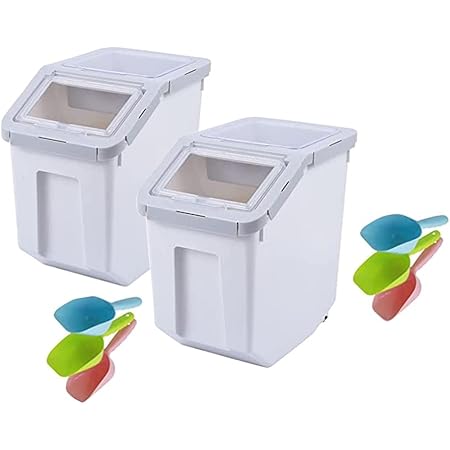 Amazon.com: MXCELL 2pcs Dog Food Container 10kg, Gray Large Food Bins ...