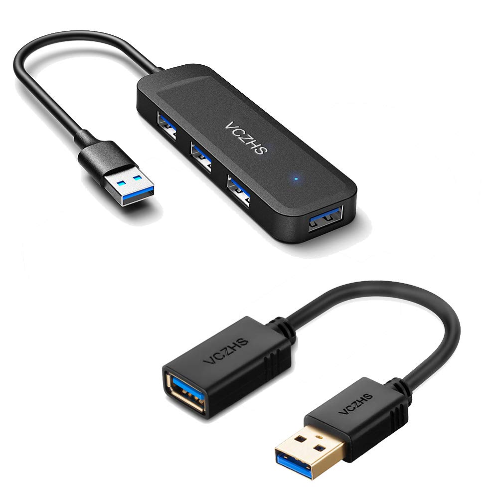 Amazon.com: Short USB Extension Cable 1ft + USB 3.0 Hub, VCZHS 4-Port ...