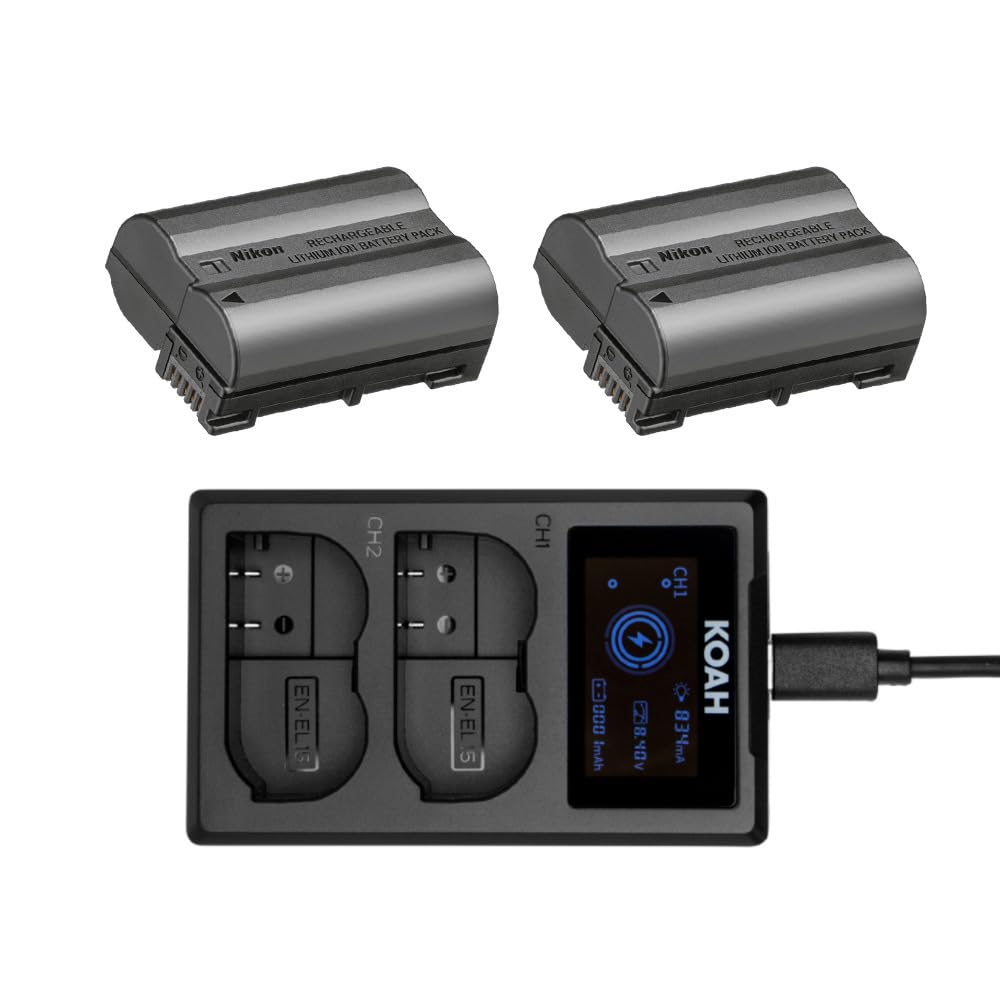 Amazon.com : Nikon EN-EL15c Rechargeable Li-ion Battery (2-Pack) Bundle ...