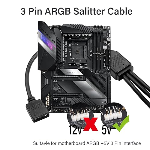 GINTOOYUN 2 PCS ARGB Splitter Cable 5V 3 Pin Addressable RGB Splitter ...