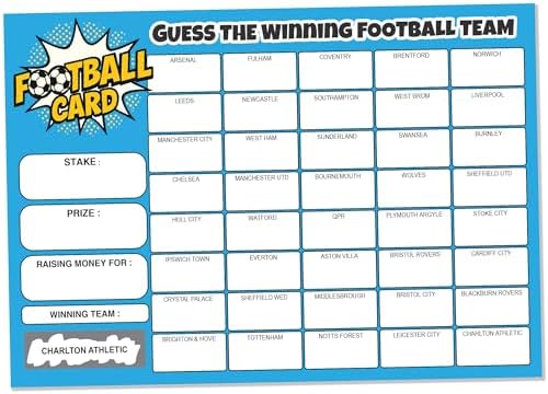 Pack of 10 Football Team Scratch Cards - Large A5 Size - 40 Names ...