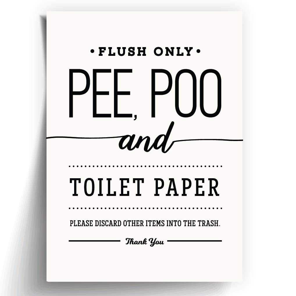 5x7 Unframed Cute Flush Pee Poo Toilet Paper Only Sign | Desertcart OMAN