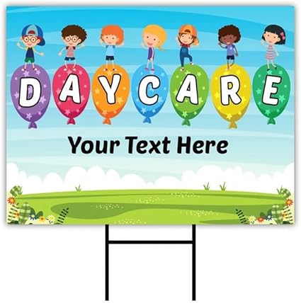 Amazon.com: Voila Print Custom Daycare Now Enrolling Yard Sign ...