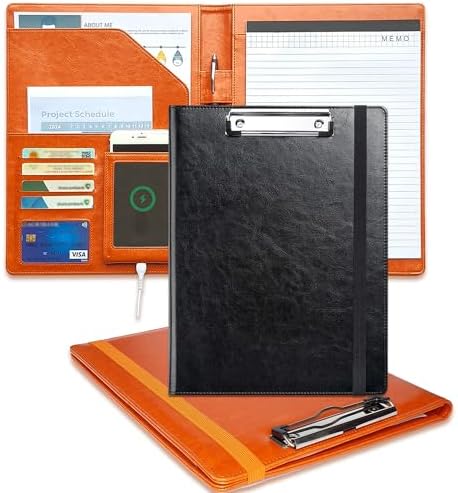 Amazon.com : MATBIO Leather Padfolio with Clipboard, (Set 2 Black+Brown ...