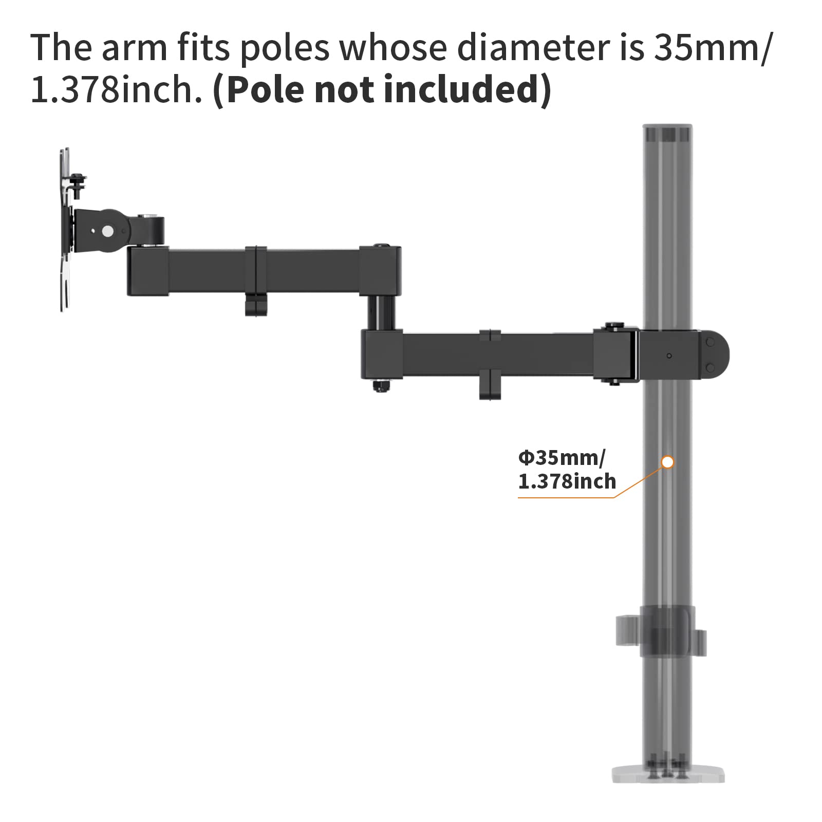 Foldable Pole Mount Monitor Arm Bracwiser Foldable Monitor Arm - Fully ...