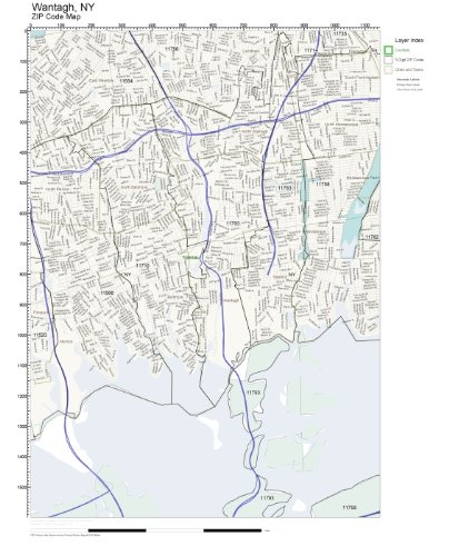 Amazon.com : ZIP Code Wall Map of Wantagh, NY ZIP Code Map Not ...
