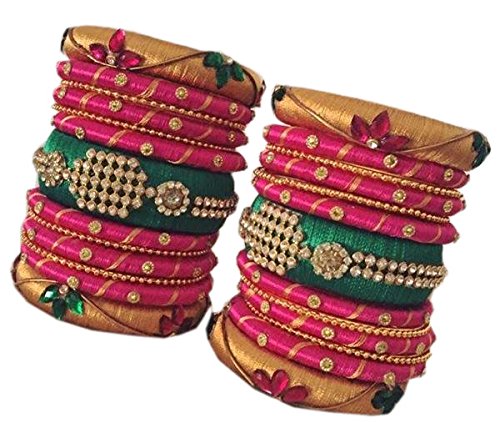 Rainy Silk Thread Handicraft Bangles For Women Pink Color (2x8 ...