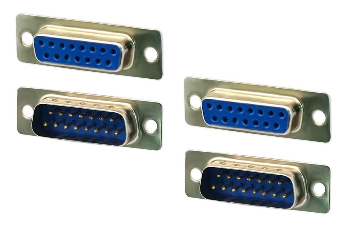 ESPtronics 2 Pair DB15 Connector Male and Female Pair 15 Pin Electrical ...