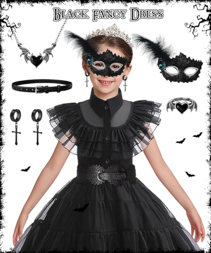 TOLOYE Gothic Dress Kids, Gothic Black Costume with Gothic Jewellery ...