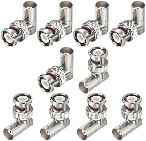 Amazon.com: Togconn 90 Degree BNC Coaxial Adapter 10 Pack, Right Angle BNC Male to Female Coax ...