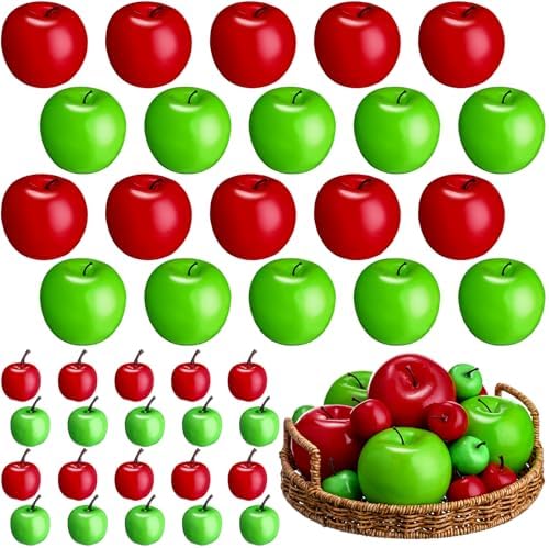 Amazon.com: Libima 40 Pcs Artificial Apples 2 Sizes 3 Inch 1.4 Inch Red ...