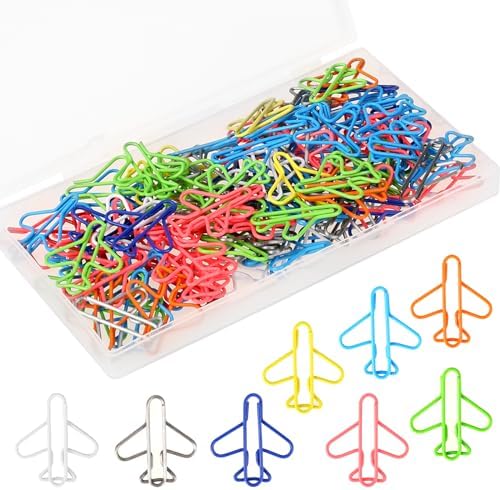 100 Pieces Airplane Shape Paper Clips Rainbow Creative Paper Clips ...