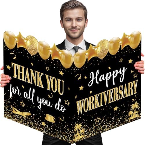 Amazon.com: Folded Large Happy Workiversary Card Giant Thank You Card ...