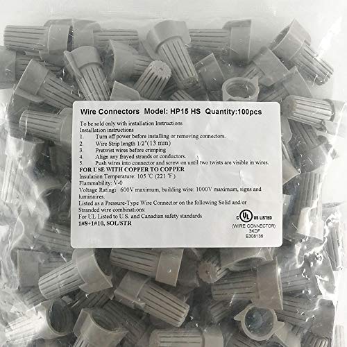 Snapklik.com : Grey Winged Electrical Wire End Connectors Caps Bulk 100 ...