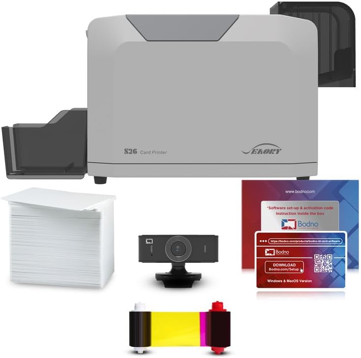 Amazon.com : Bodno Seaory S26 Single Sided ID Card Printer & Complete ...