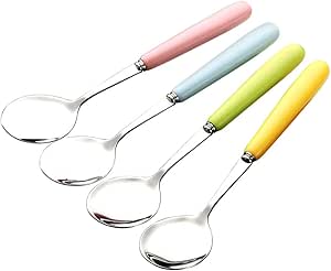 Amazon.co.jp: Bulk Spoon Set for Kids Adults 4 Pieces Soup Spoons Rice ...
