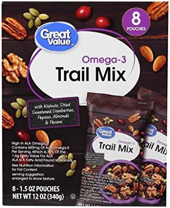 Amazon.com: Great Value Omega-3 Trail Mix, 1.5 oz, 8 Count Snack ...