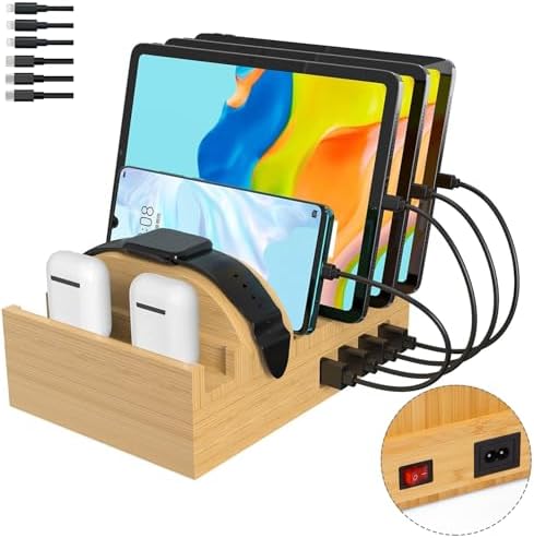 Multi Device Charging Dock, Bamboo Alltripal 7 Ports, 50W Charging Dock ...