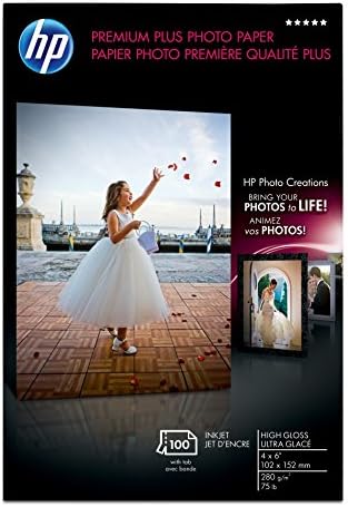 Amazon.com : HP Premium Plus High-Gloss Photo Paper-100 Sht/4x6 Plus ...