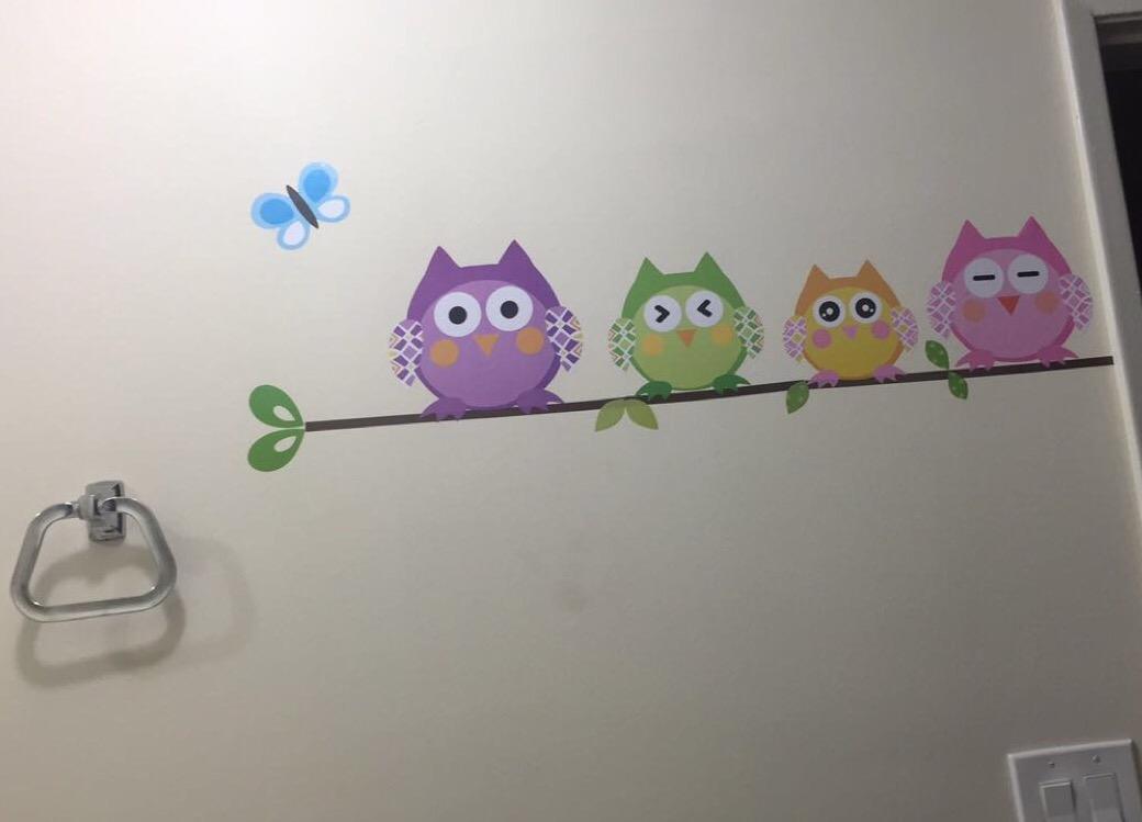 Amazon.com: Colorful Many Expressions Owls on a Branch Wall Mural ...