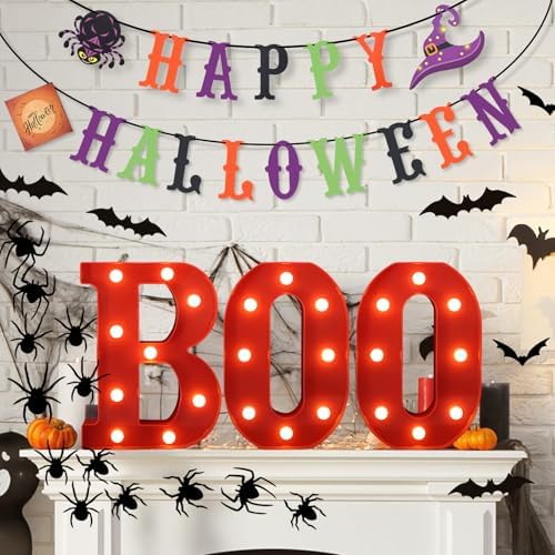 Amazon.com: Halloween Decorations Indoor, Boo Light Up Sign with Happy ...