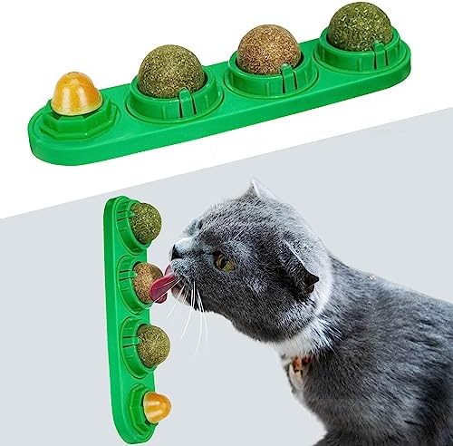 TOHDNC Catnip Ball for Cats Wall, 4 Pack Catnip Toys, Edible Kitty Toys ...