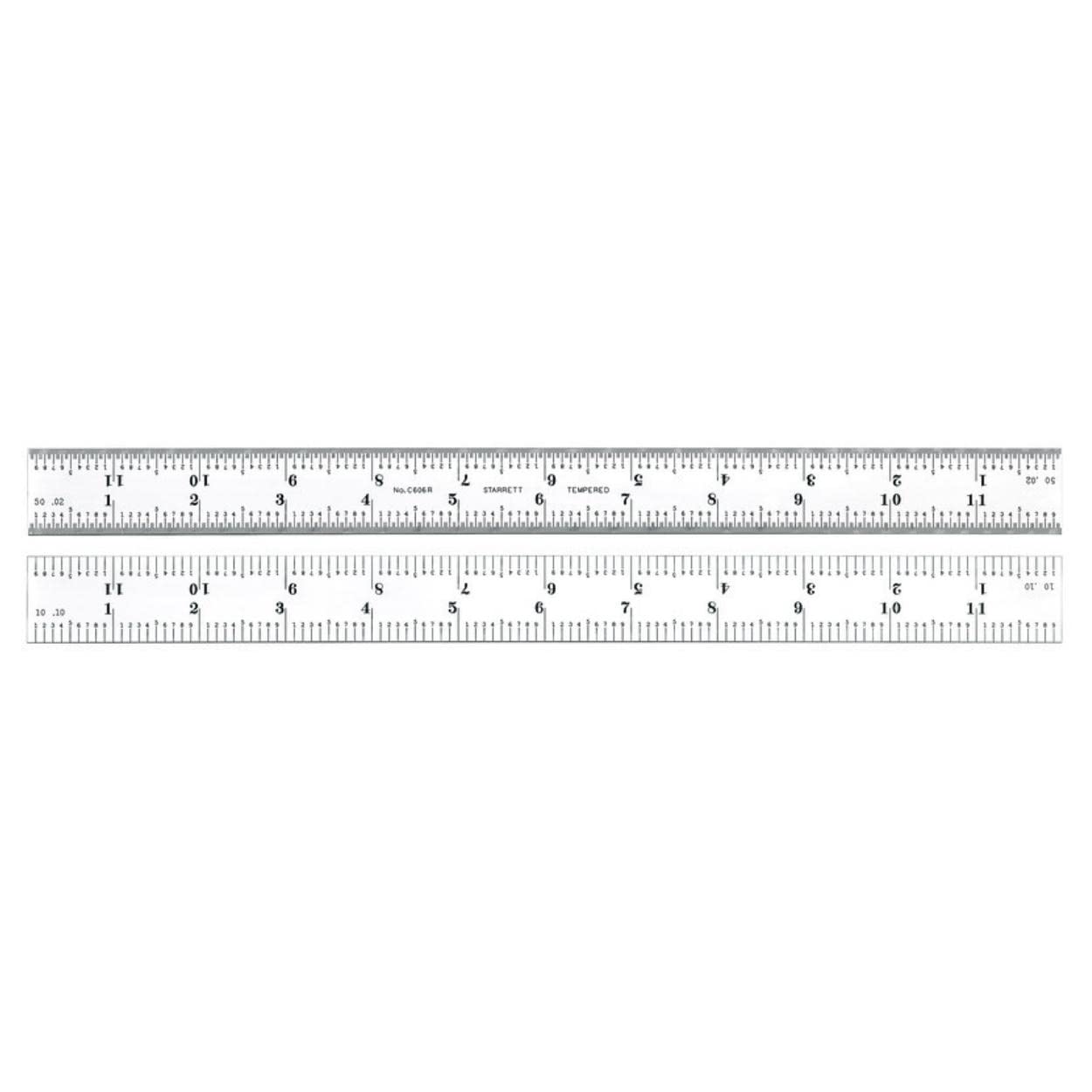 Starrett Spring Tempered Steel Rule with Satin Chrome Finish, Quick ...