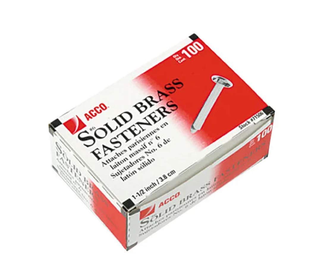 ACCO Brass Plated Paper Fastener, 1.5 Inch Length, 100 Fasteners/Box ...