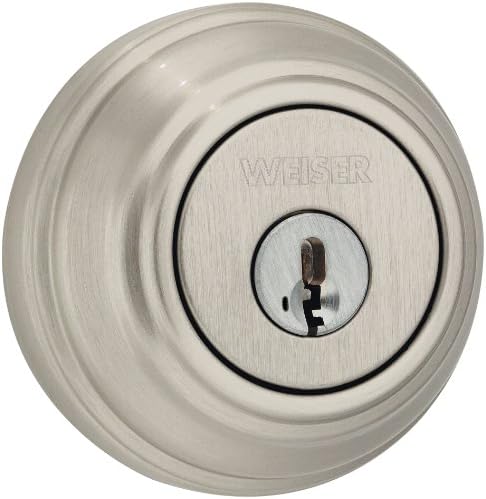 Weiser Round Deadbolt Featuring SmartKey, Exterior Door Lock, Satin ...