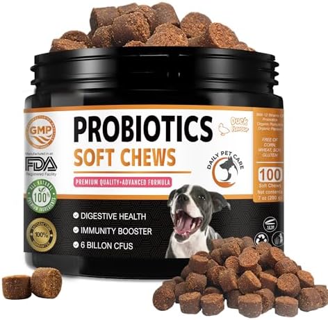 Probiotics for Dogs 120Chews– Digestive Enzymes & Prebiotics,Dog Gut ...