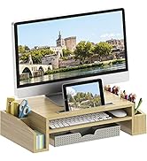 SimpleHouseware Monitor Stand Riser with Drawer and 2 Side Desk ...