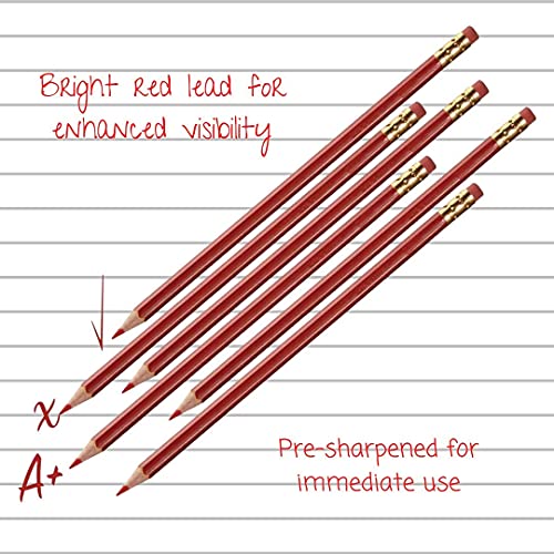 Snapklik.com : 1InTheOffice Red Grading Pencils #2 Lead