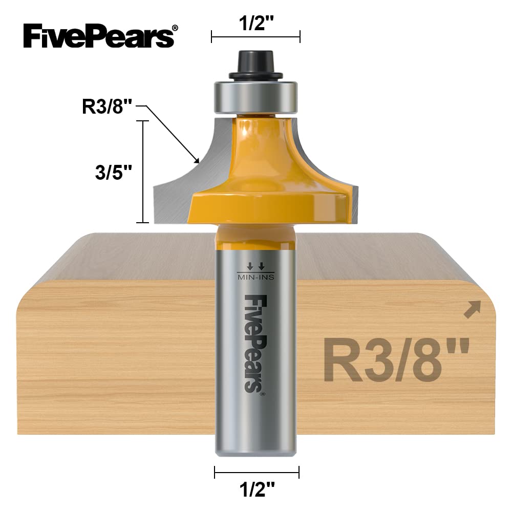 Snapklik.com : FivePears 3/8" Radius Roundover Router Bit 1/2 Inch Shank