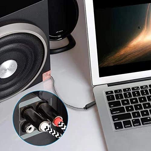 Cable auxiliar de audio USB a 2 machos RCA para PC estéreo Y Splitter ...