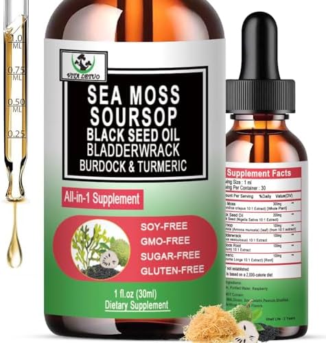 Amazon.com: Sea Moss Black Seed Oil Soursop Liquid Drops with ...