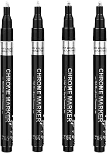 4Pcs Silver Metallic Chrome Paint Pens Liquid Mirror Chrome Markers Set ...