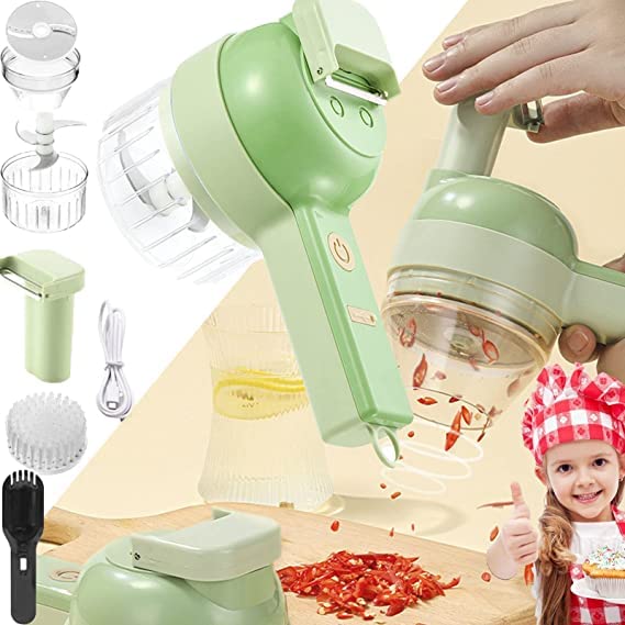 SUNYOVIME 4 in 1 Handheld Electric Vegetable Cutter Set, Gatling ...