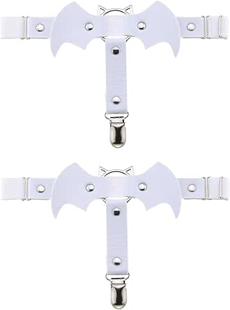 Amazon.com: alisikee 2PCs Bat Wing Leg Garter with Anti-Slip Clips ...