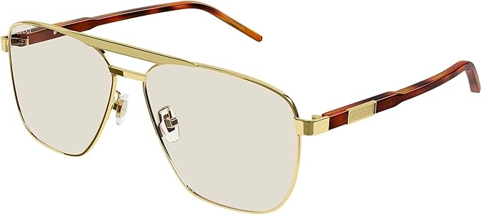 Amazon.com: Gucci GG1164S 003 Gold/Yellow Classic and Vintage Men's ...