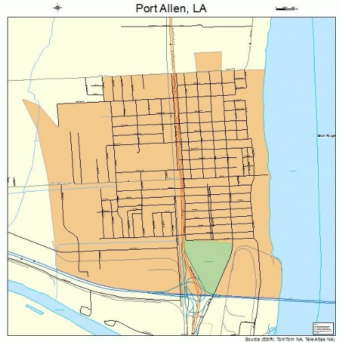 Large Street & Road Map of Port Allen, Louisiana LA - Printed poster ...
