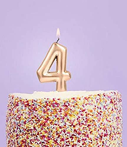 PartyToko 4th Birthday Candle/Golden Candle/Number Candle/Numerical No ...