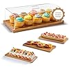 Amazon.com | HOMESPHERE Cake Display with Lid – Acacia Wood Dessert ...