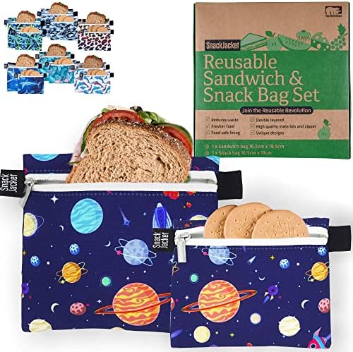 SnackJacket Reusable Sandwich & Snack Bags - Set of 2 - Double Layered ...