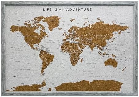 Splosh Travel Map – UK Pin Board in Grey Cork with Wooden Frame for ...