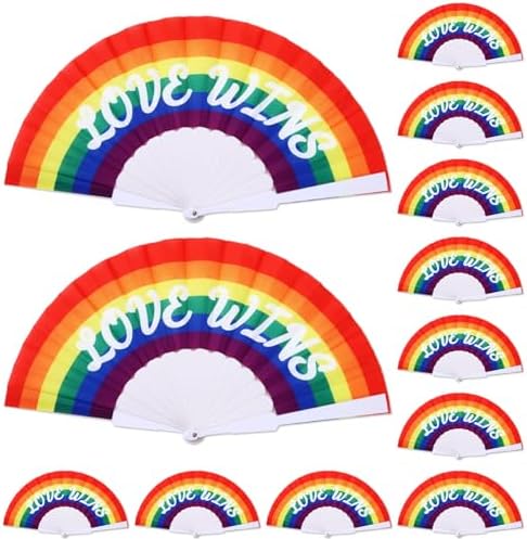 Amazon.com: SEPGLITTER Rainbow Folding Fans, 12 Pack Rainbow Fans Pride ...